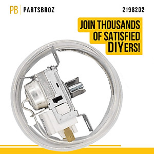 PartsBroz WP2198202 2198202 Thermostat Control - Compatible With Whirlpool Kenmore Roper Estate Refrigerator - Replaces PS11739232 1110552 1115242 1115243 AP6006166 ED5VHEXVB06 ED5KVEXVQ00 ED5FVGXWS01