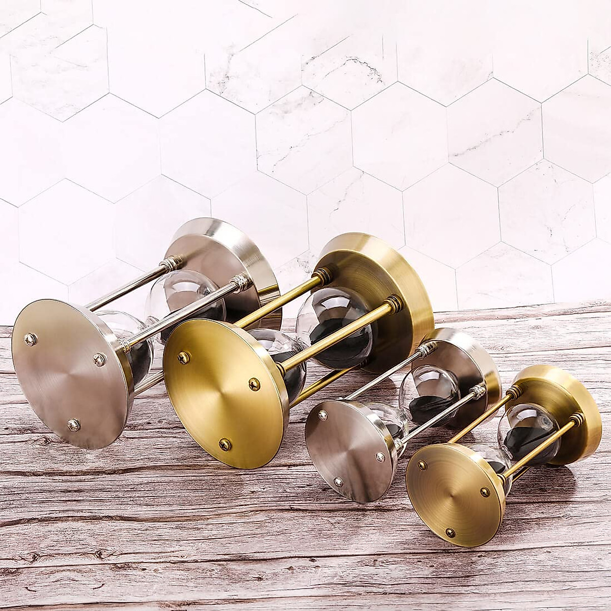 DIY Sand Timer, Brass Empty Hourglass for Wedding Sand Ceremony Fillable, Small Unity Hour Glass Set, Vintage Sand Clock Gold Frame Without Sand, Antigo Reloj De Arena for Home, Desk, Office Décor