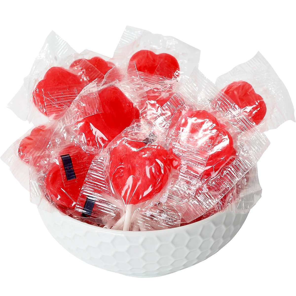 Red Heart Lollipops - 5 Pounds Bulk - Approx 200 ct - Heart Candy Strawberry Flavored