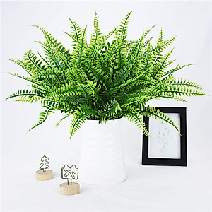 SzJias Artificial Ferns for Outdoors Fake Fern Plants Faux Boston Fern Plant for Room Home Garden Decor (4 Pcs)