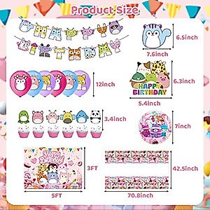 PCS Cute Kitty Party Supplies, Pink Cat Party Decoration Include Balloons, Backdrop, Tablecloth, Cake topper, Plates, Hanging Swirls Party Favors for Serves 10 Guests