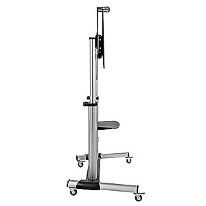 Tripp Lite Mobile TV Stand with Mount, for LED/OLED/LCD Flat Screen Monitors, 60” – 100” Televisions, Shelf & Locking Wheels, Silver, 5-Year Warranty (DMCS60100XX)