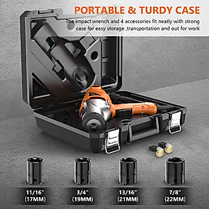 ENERTWIST 8.5A Electric Impact Wrench 1/2 Inch 450 N.M Max Torque Corded 4 Sockets Impact Wrench with Hog Ring Anvil