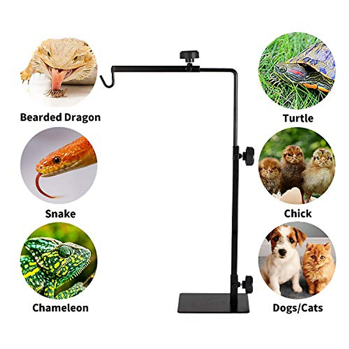 BOEESPAT Reptile Lamp Stand Adjustable Metal Lamp- Light Holder Stand Landing Lamp Stand Bracket for Reptile Glass Terrarium Amphibians and Lizards, Turtles and Snakes and Other Cold-Blooded Animals