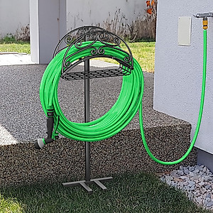 Gykoeaty Garden Hose Holder Freestanding, Detachable Metal Water Hose Holder, Heavy Duty Garden Hose Storage Rack Hose Stand for Outside Yard Lawn