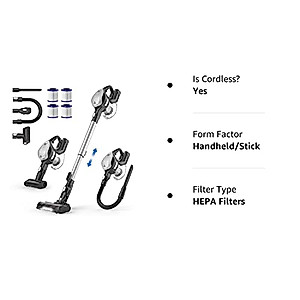 NEQUARE Cordless Vacuum Cleaner,10-in-1 Lightweight Stick Vacuum 25KPA Strong Suction 280W Brushless Motor,45Min Runtime 2500mAh Battery,Handheld Vacuum Cleaner 1.3L Dust Cup&LED Head for Floor Carpet