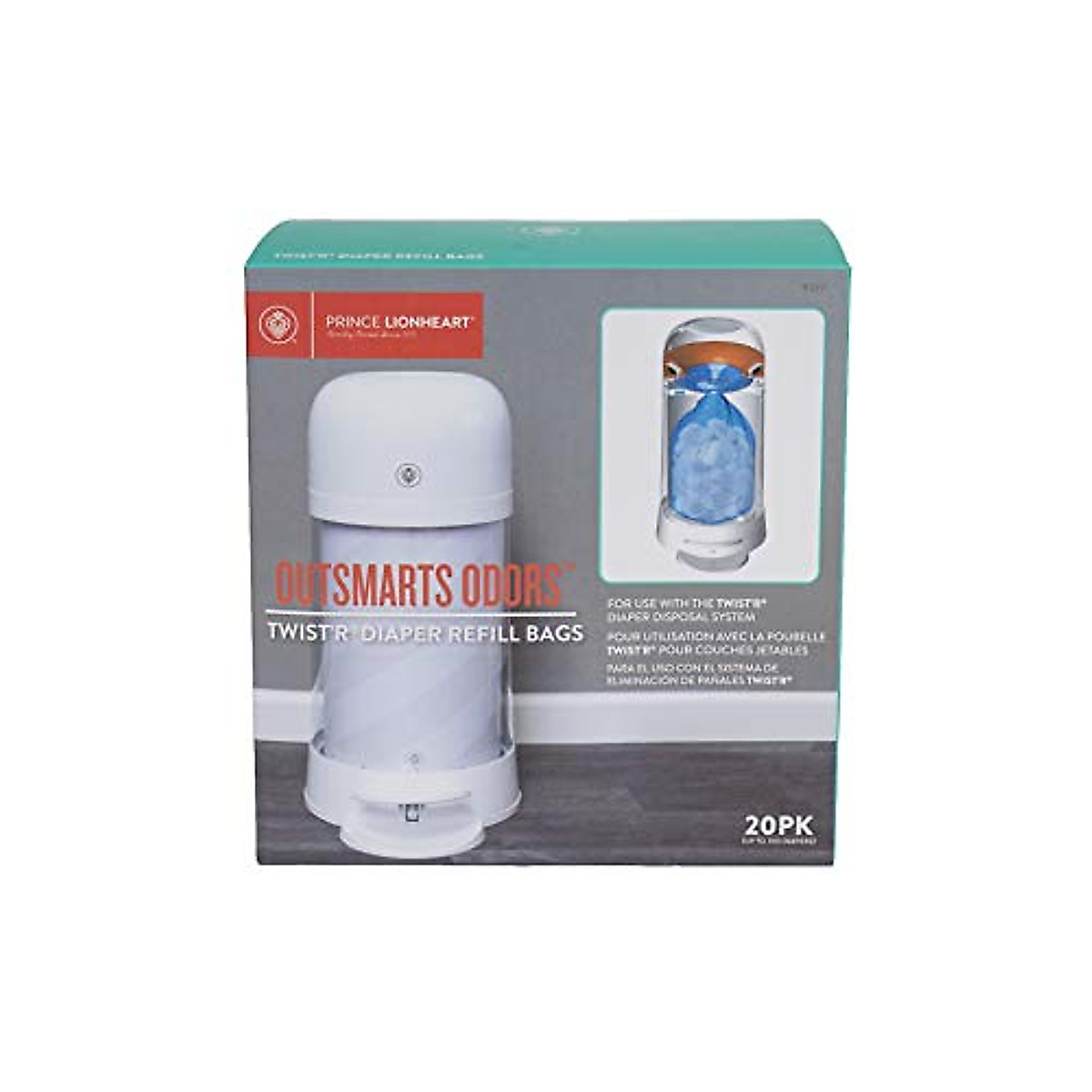 Prince Lionheart TWIST’R Diaper Disposal Refill Bags, 20 Pack