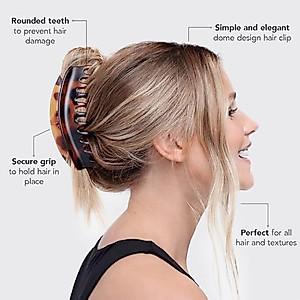 Kitsch Large Hair Clips for Women - Jumbo Dome & Claw Clips for Thick Hair | Big Banana Clips for Teen Girls | Stylish Hair Styling Accessories (2pc Tortoise&Black)