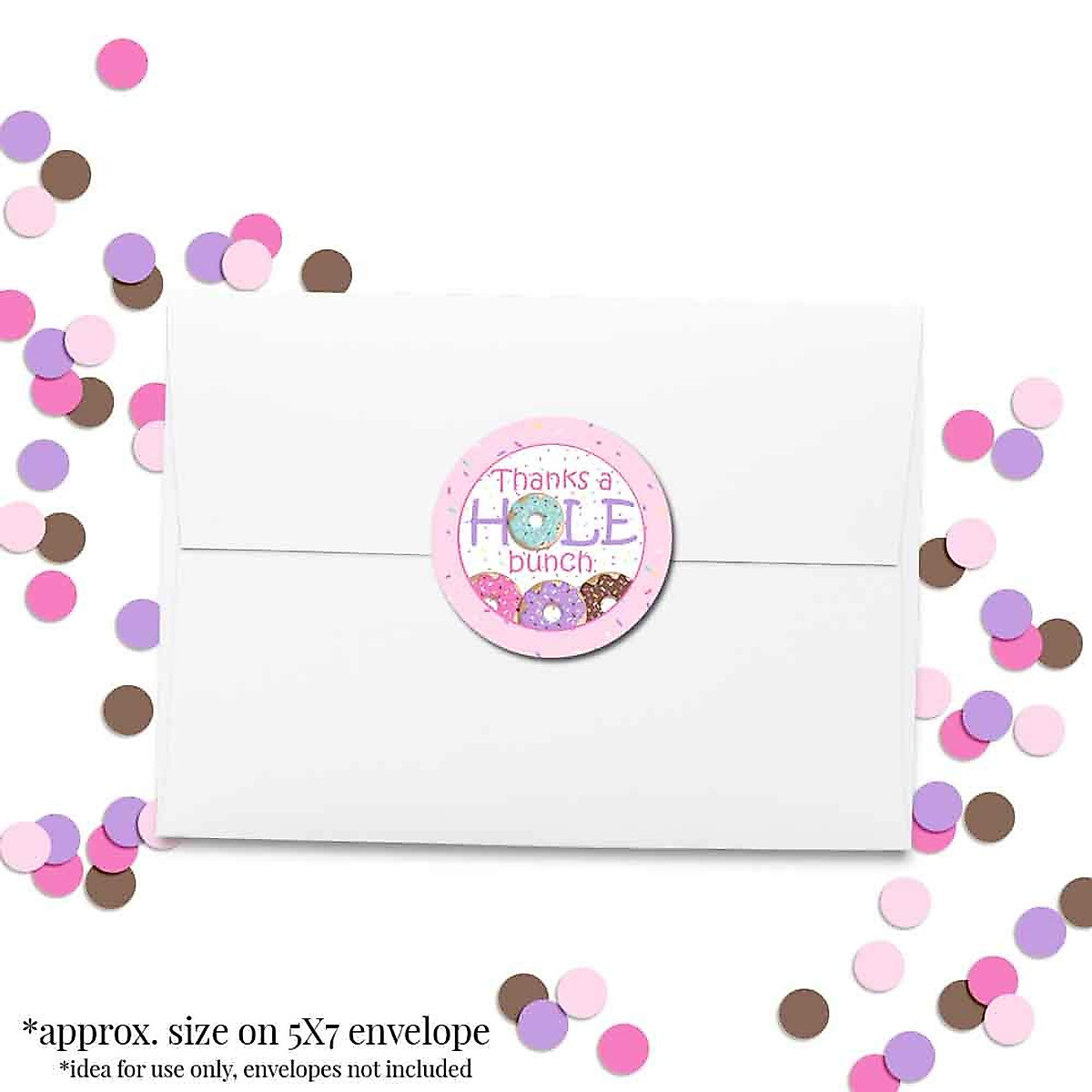 Donut Grow Up Themed Birthday Thank You Sticker Labels for Girls, 40 2" Party Circle Stickers by AmandaCreation, Great for Party Favors, Envelope Seals & Goodie Bags