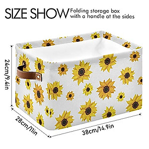 ODAWA Sunflower Storage Bins Fabric Cloth Storage Baskets Decorative Organizers (Sunflower, Set of 1)