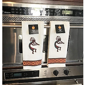 Sonoran Souvenirs Rustic Southwest Kitchen Novelty Tea Towel (16" x 28") Southwest Inspired Design Machine Washable Cloth Towels for Kitchen Diner (Single Pack) (Kokopelli)