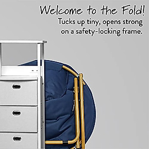 Heritage Kids Faux Fur Kids Saucer Chair, Navy with Gold Base