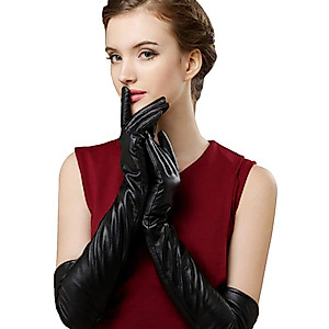 Bellady Long Faux Leather Gloves for Women,Elbow Length Touchscreen Dress Gloves,Cosplay Costume Opera Gloves