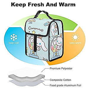 Ladycute Cinn-amo-roll Insulated Lunch Bag Lunch Tote for Women Boys Large Portable Reusable Lunch Box School Office Picnic Lunch Tote Bag
