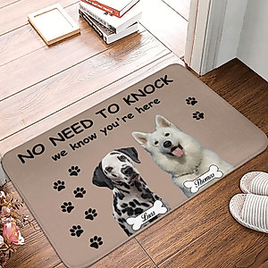 Custom Door Mat Personalized Dog Welcome Doormat Front Door Mat - No Need to Knock - Hope You Brought - Housewarming Gift Customized Outdoor Welcome Mat Rug Home Decor Dog Doormats (Style 1)