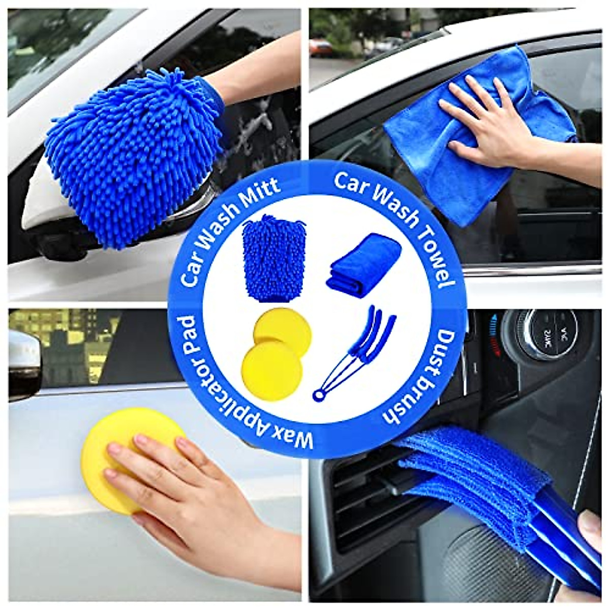 Lsyomne 20Pcs Car Wheel Tire Cleaning Brush Set, Detailing Drill Brush Set Car Detailing Brush Kit, Car Cleaning Kit with Tire Brush for Wash Wheels, Interior, Exterior, Dashboard, Leather, Air Vents