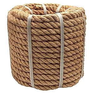 Natural Hemp Rope Jute Rope (3/4 in * 100 ft) Twisted Manila Rope for Hammocks, Swings, Boat Railings.