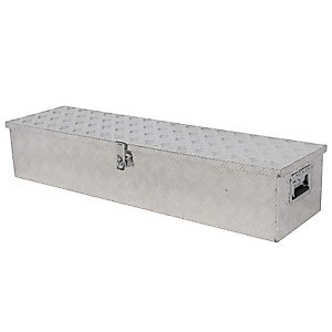 MOTORHOT 50" L x 14" W x 10" H Aluminum Truck Bed Tool Box, Diamond Plate Toolbox Square Storage Organizer with Side Handle for Pickup, RV, Trailer Toolbox, Silver