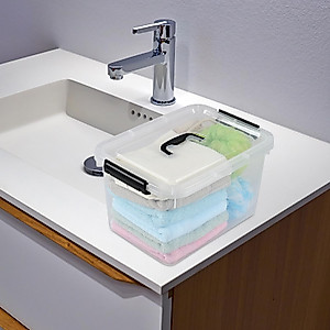 Fabnati 10 L Clear Plastic Storage Bin with Handle, Latching Storage Box Bin with Lid, 1 Packs