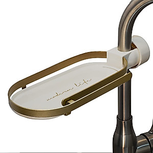 Shooer Kitchen Faucet Sponge Holder for Kitchen Sink Caddy Organizer Over Sponge Holder Drain Rack Storage Holder shelf-kitchen Sink Cloth Soap Holder for Shower Caddy Shower Organizer Wall White