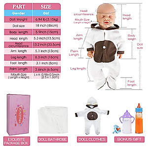 Vollence 18 inch Eye Closed Full Silicone Baby Doll,Not Vinyl Dolls,Sleeping Lifelike Reborn Baby Doll,Realistic Newborn Real Baby Doll - Girl