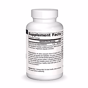 Source Naturals Methylcobalamin Vitamin B-12 5mg Cherry Flavored - 120 Lozenges