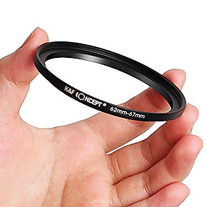 K&F Concept 18 Pieces Filter Ring Adapter Set, Camera Lens Filter Metal Stepping Rings Kit (Includes 9pcs Step Up Ring Set + 9pcs Step Down Ring Set) Black