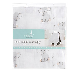 aden + anais Essentials Car Seat Canopy Cover, 100% Cotton Muslin, Lightweight and Breathable, Safari Babes- Elephant