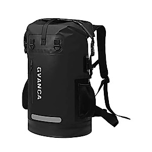 GVANCA Waterproof Dry Bag Backpack for Kayaking, Roll Top Kayak Dry Backpack, Floating Outdoor Dry Sack Boating Sailing Canoeing Rafting Fishing Camping 35L Black