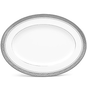 Noritake Summit Platinum Platter, Oval, 12" in White