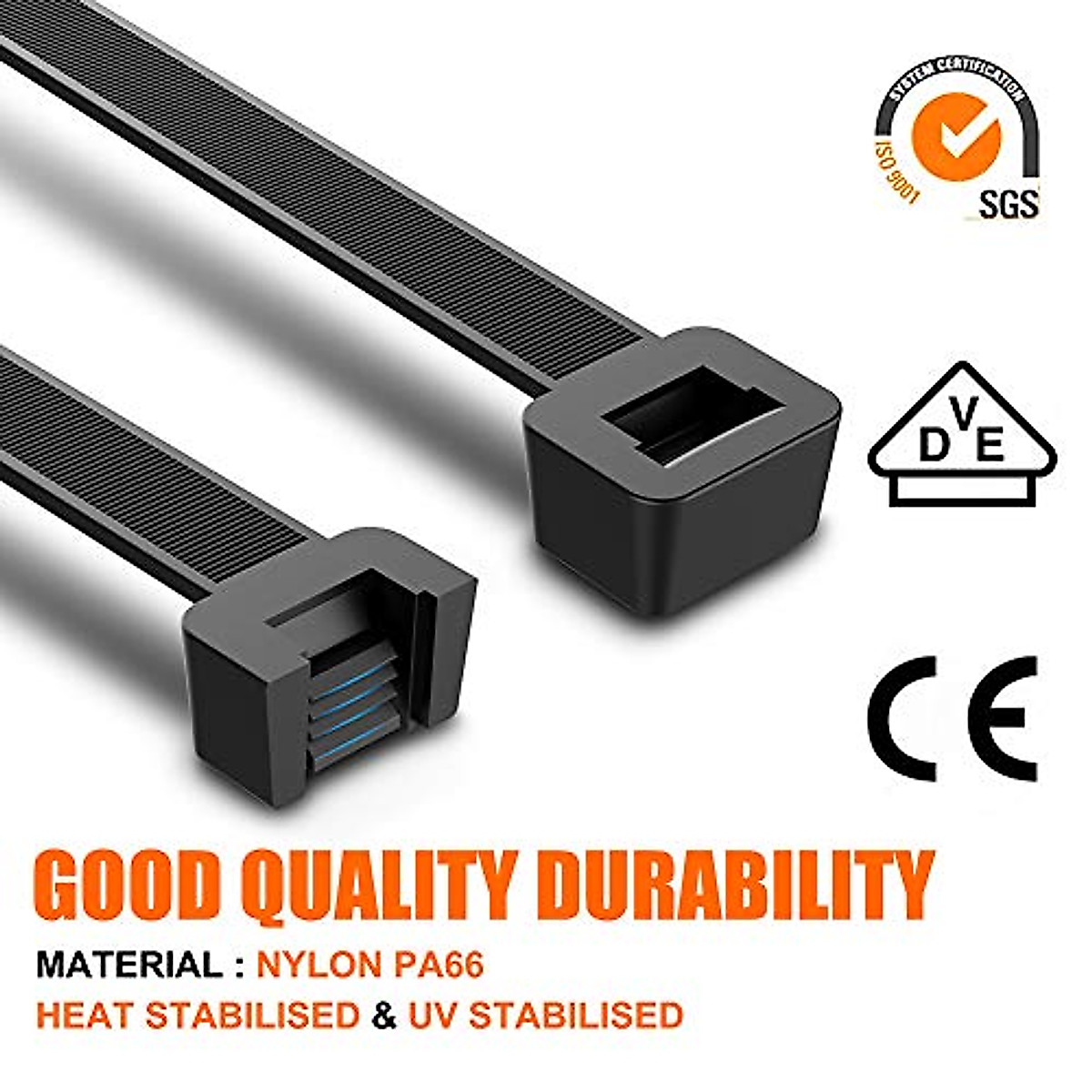 NewMainOne Cable Zip Ties,500 Packs Self-Locking 4+6+8+10+12-Inch Width 0.16inch Nylon Cable Ties,Perfect for Home,Office,Garage and Workshop (Black)