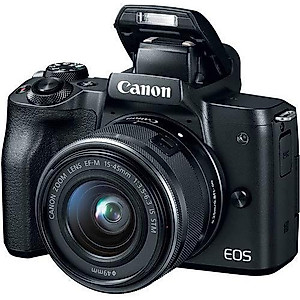 Canon EOS M50 Mirrorless Digital Camera with 15-45mm Lens Video Kit (Black) + Wide Angle Lens + 2X Telephoto Lens + SanDisk 32GB SD Memory Card + Accessory Bundle (Renewed)