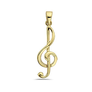 PORI JEWELERS 14K Yellow Gold Cute Musical Note Clef Polished Pendant Fine Jewelry Best Gift For Women Girls Boys Kids Teens Unisex Everyday