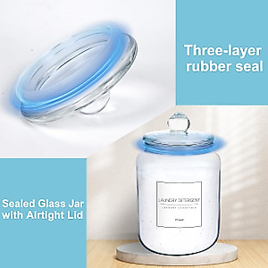 SLICHIO Glass Jar for Laundry Room Organization and Storage Jars with Airtight Lid 2 Pack Half Gallon Glass Containers for Laundry Pods, Laundry Detergent, Dryer Sheet with Labels Spoons and Pen