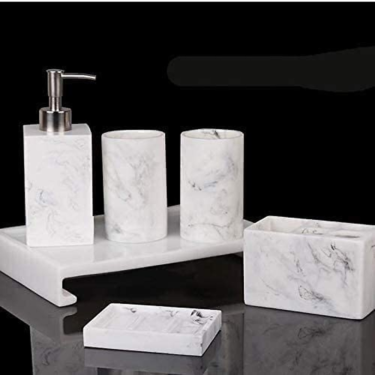 DVTEL Bathroom Supplies Kit Bathroom Set Rinse Set Resin Mouthwash Cup Toothbrush Holder Set (Color : White, Size : 6-Piece Set)