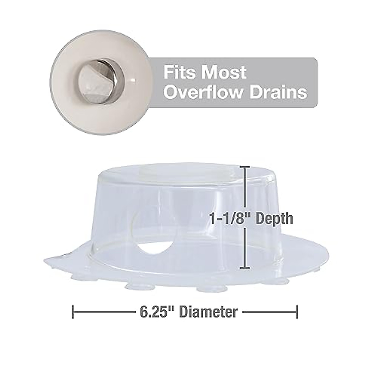 Danco 12078 Bathtub Overflow Drain Cover, Clear