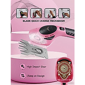 Lichamp 2-in-1 Electric Hand Held Grass Shear Pink Hedge Trimmer Shrubbery Clipper Cordless Battery Powered Rechargeable for Garden and Lawn, CGS3602PK Pink