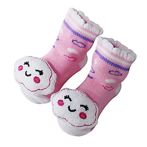 PUPPET Baby Girl Rattle Socks Set for 0-6 Months Cute Infant Socks with Plush Bunny Design