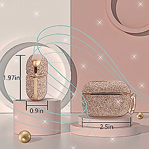 wanghe Luxury Bling Surface Plating Hard Cover Compatible with AirPods Case, Shockproof Protective Cover with Keychain for AirPod Pro - Pink Bling