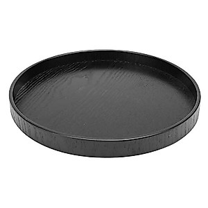 Fdit Wooden Black Round Tea Cup Tray Home Serving Plate (Black)