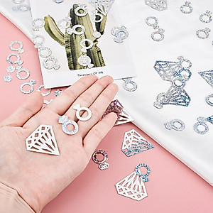 URROMA Wedding Decorations for Tables, Glitter Diamond Confetti Engagement Party Decorations Table Confetti for Bridal Shower Bachelorette Birthday Decorations, Silver