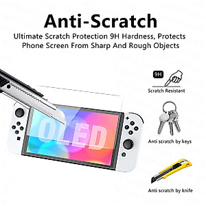 AISELAN for Nintendo Switch - OLED 2021 Clear Screen Protecotr Tempered Glass, [2 Pcs] Ultra Thin Anti-Scratch Easy to Install Screen Protective Flim for Nintendo Switch - OLED 2021 (7 inch)
