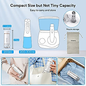 Water Flosser Cordless - ENPULY Portable Water Teeth Cleaner Pick with 3 Cleaning Modes & 5 Pressure Modes, 5 Jet Tips, IPX7 Waterproof, Rechargeable Oral Irrigator for Braces Bridges Tooth Care,White