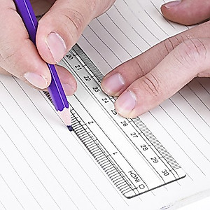 2 Pack Plastic Ruler Straight Ruler Measuring Tool 12 Inches (Clear, 31.4 x 3.8 x 0.3 cm)