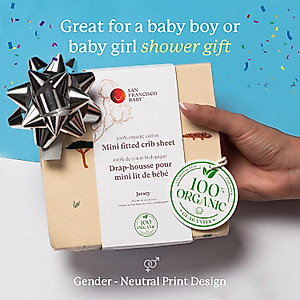 Ultra-Soft 100% Organic Cotton Mini Crib Sheet - Premium Pack n Play Sheet | Breathable & Stretchy Fit | Universal Size for Standard Mini Crib Mattress - Baby Boy and Girl Delight