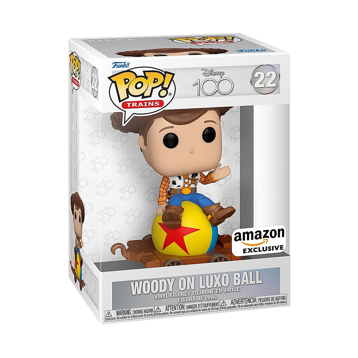 Funko POP! Trains: Disney 100 - Woody on Luxo Ball - Disney Pixar: Toy Story - Collectable Vinyl Figure - Gift Idea - Official Merchandise - for Kids & Adults - Movies Fans