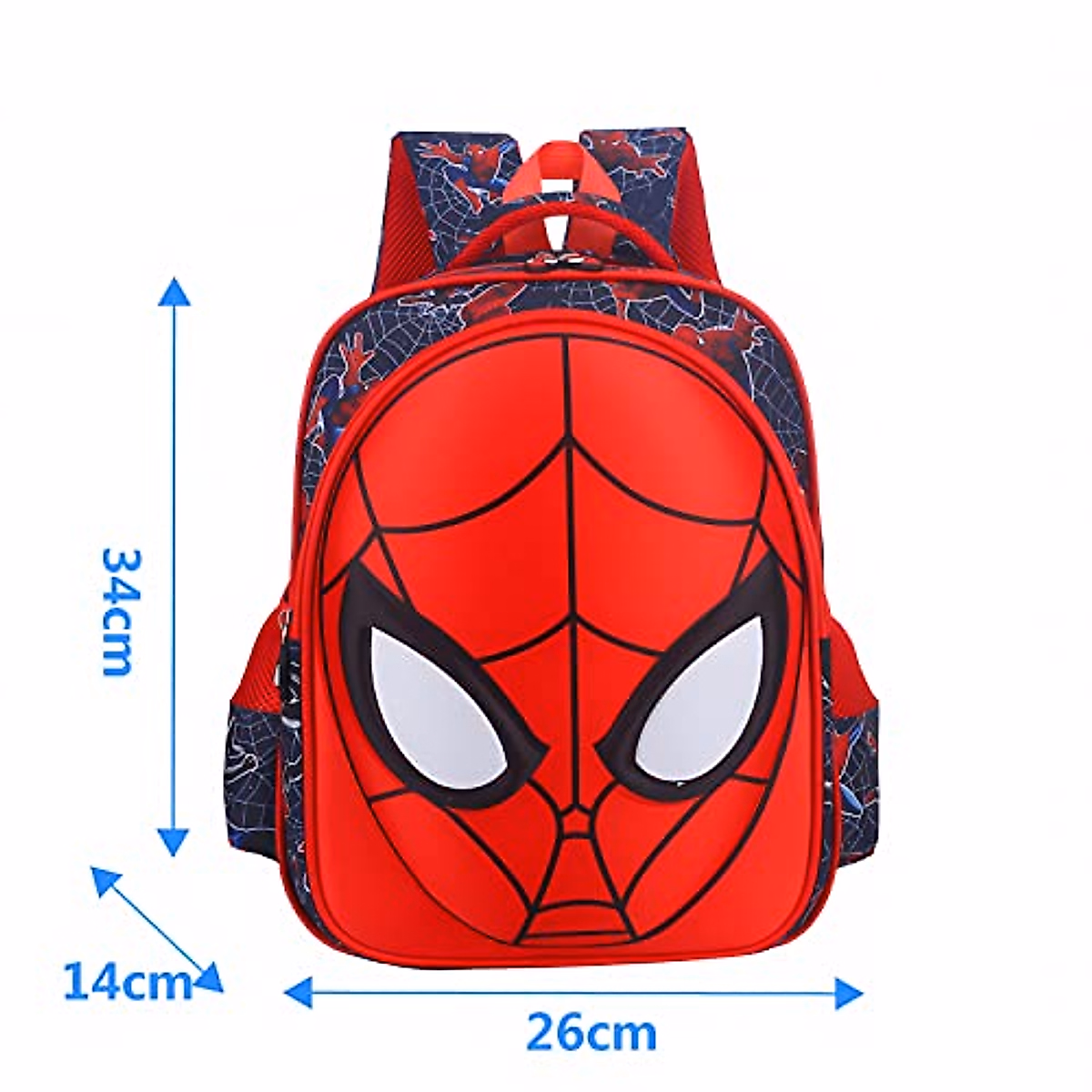 SUFRAH 13inch Cartoon Backpack Red&Blue Comic Waterproof Durable Lightweight Bookbag Fashion Causal Travel Bag