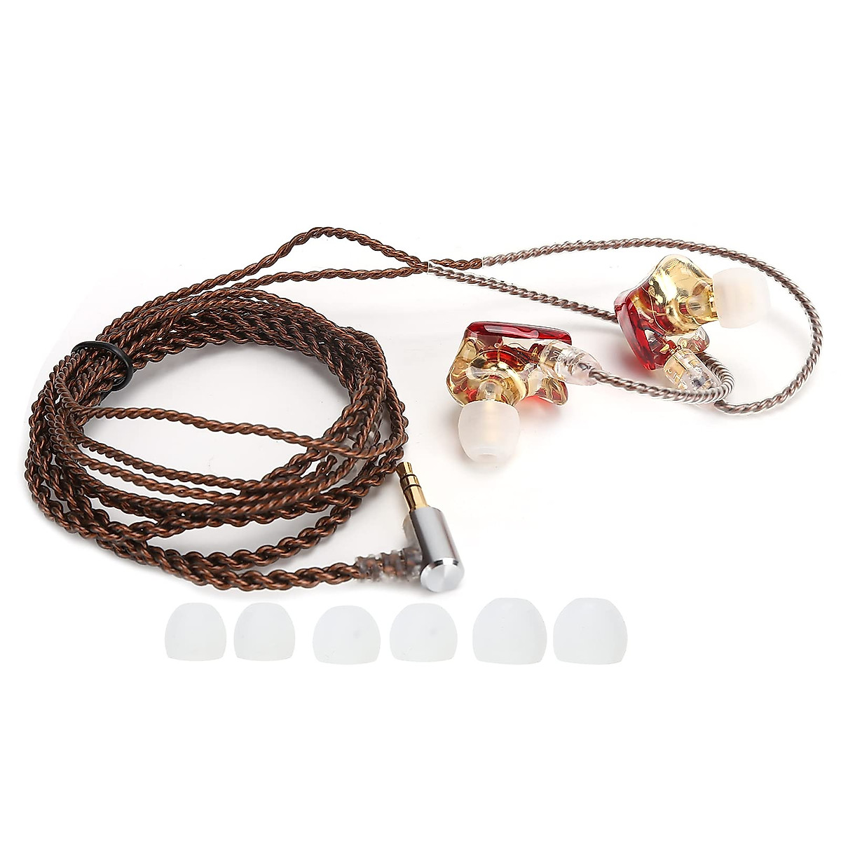 TQKLSM Wired Headset in-Ear Headset Resin Dynamic Earbuds HiFi Monitor Earbuds Wired Headset E-Sports DIY Gaming Earphone(Red)