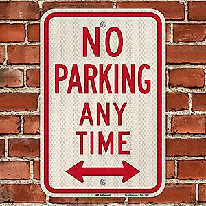 SmartSign - K-2331-HI-12x18 "No Parking Any Time" Sign | 12" x 18" 3M High Intensity Grade Reflective Aluminum Red on White