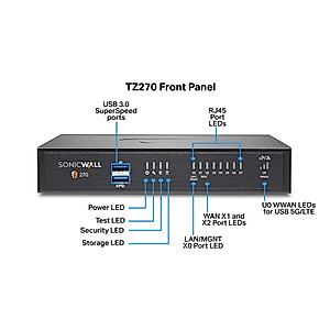 Sonicwall TZ270 Network Security Appliance (02-SSC-2821) | Next-Generation Firewall | Zero-Touch Deployment | 8X 1GbE Ports